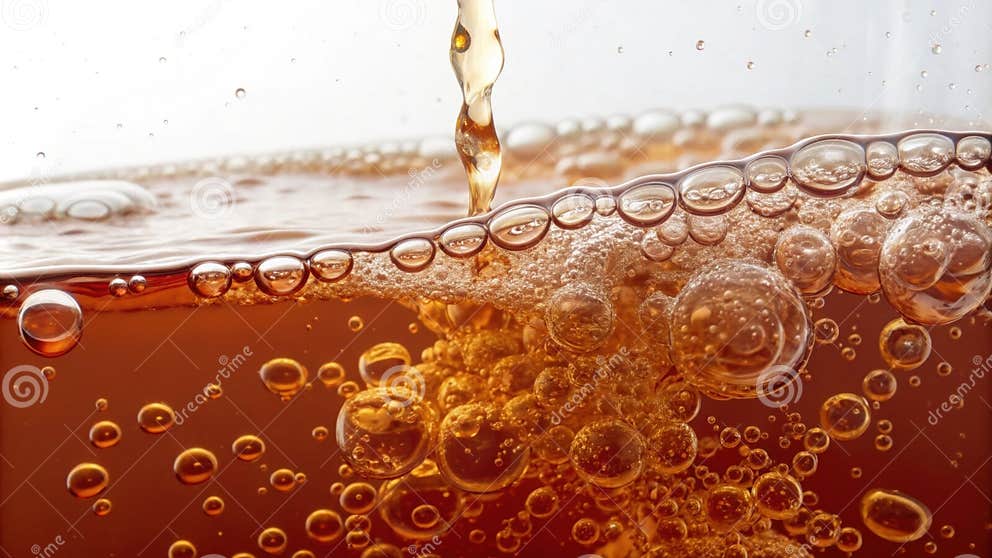 A Detailed Shot of Fermentation Bubbles Forming Under the Surface ...