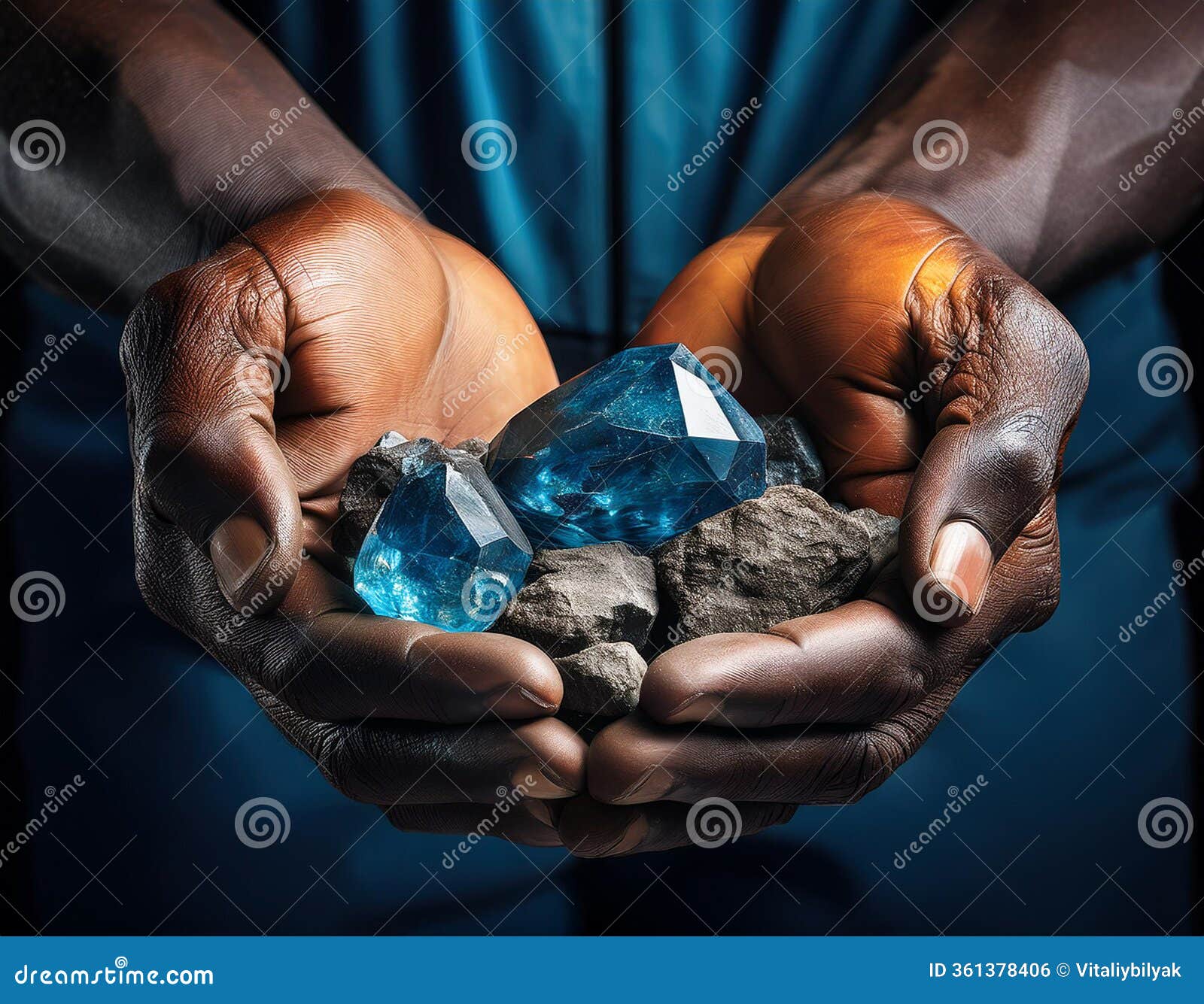 Rugged Hands Holding A Glowing Emerald Gemstone In A Cinematic Setting ...