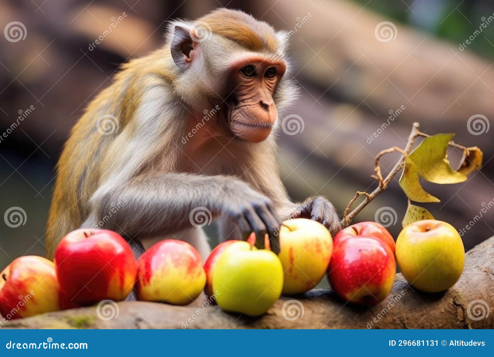 Detailed Shot of a Monkey Inspecting a Fruit Stock Image - Image of ...