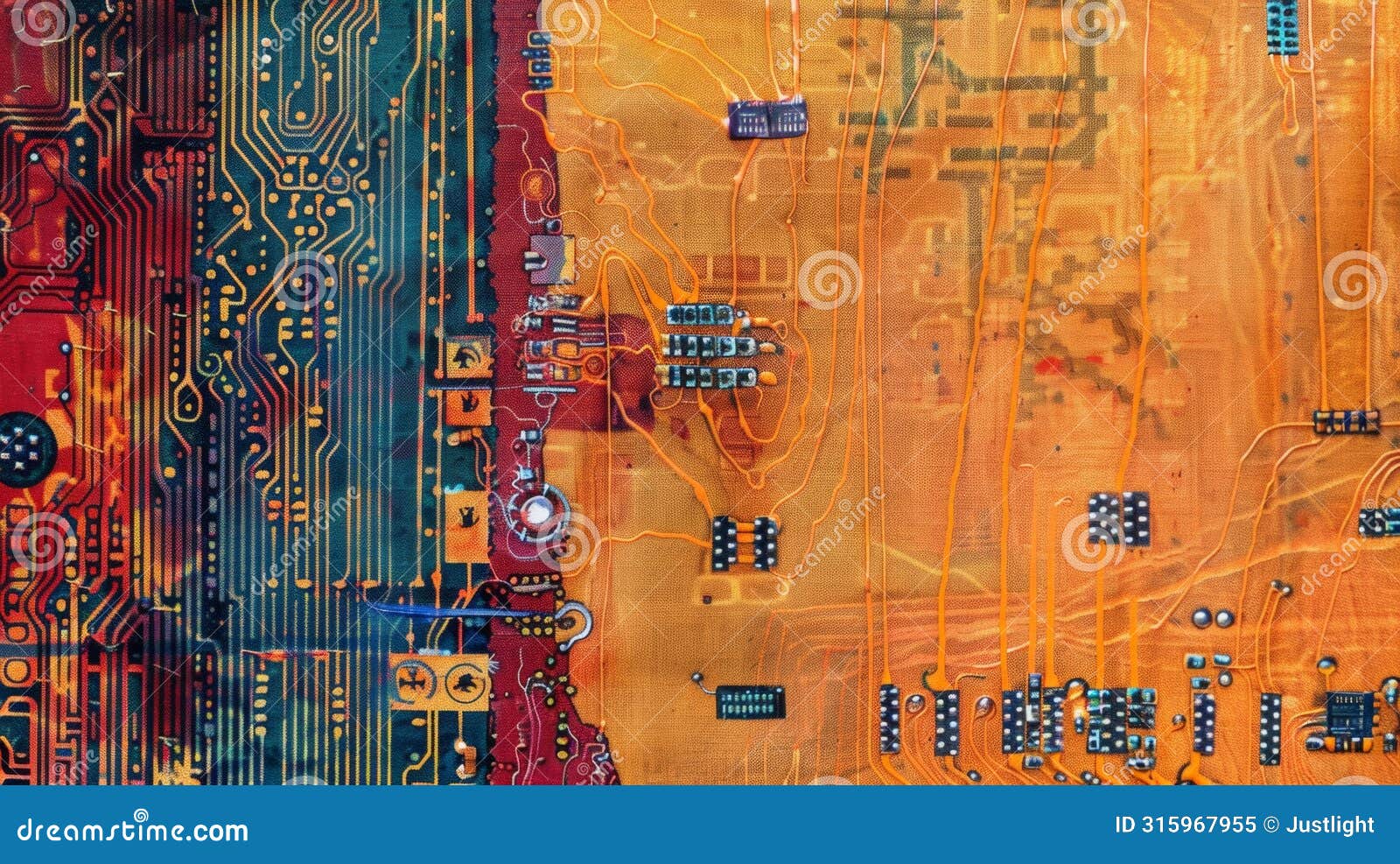 A Detailed Shot of a Printed Circuit Board on a Textile Created by ...