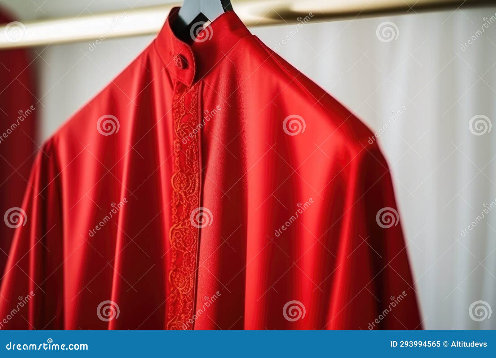Detailed Shot of a Red Priest Cassock on a Hanger Stock Image - Image ...