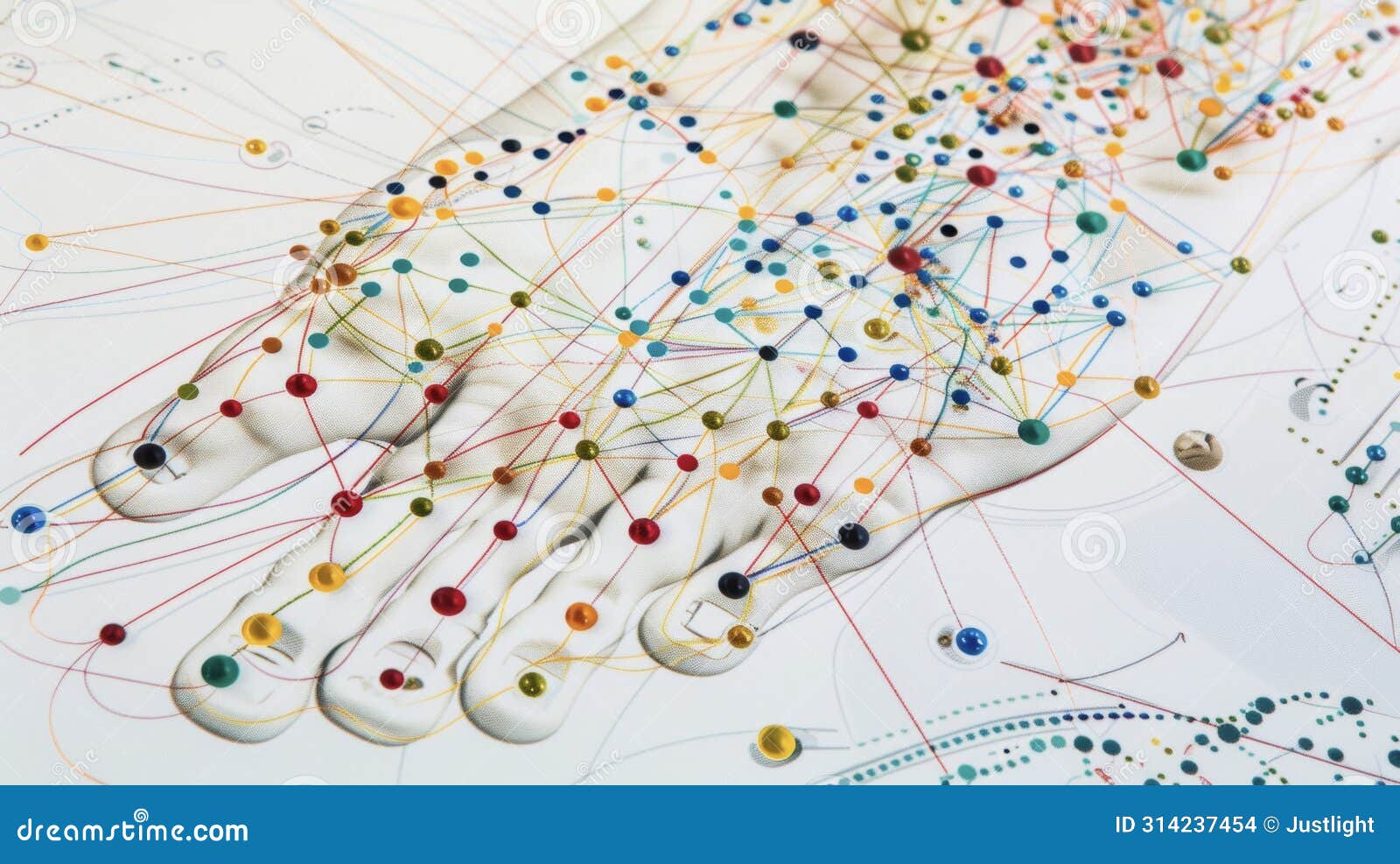 A Detailed Shot of a Reflexology Chart Showing the Connection between ...