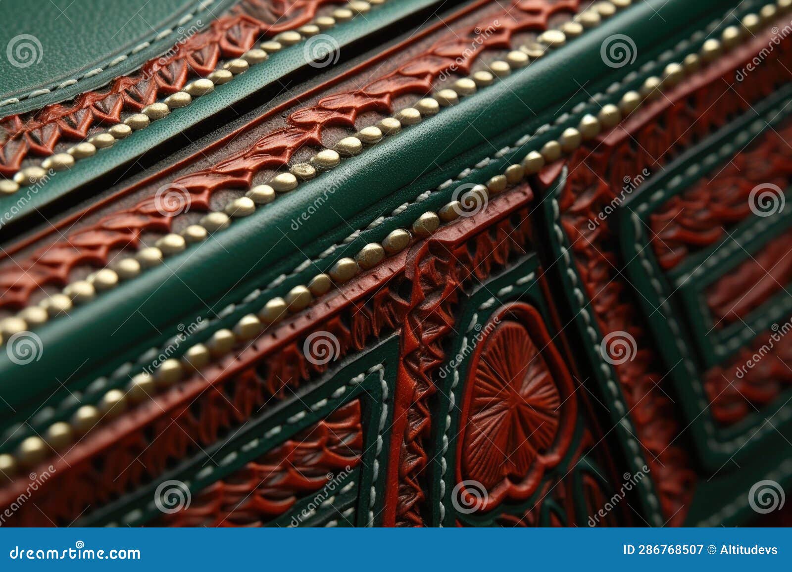 Detailed Shot of Saddle Stitching and Craftsmanship Stock Image - Image ...