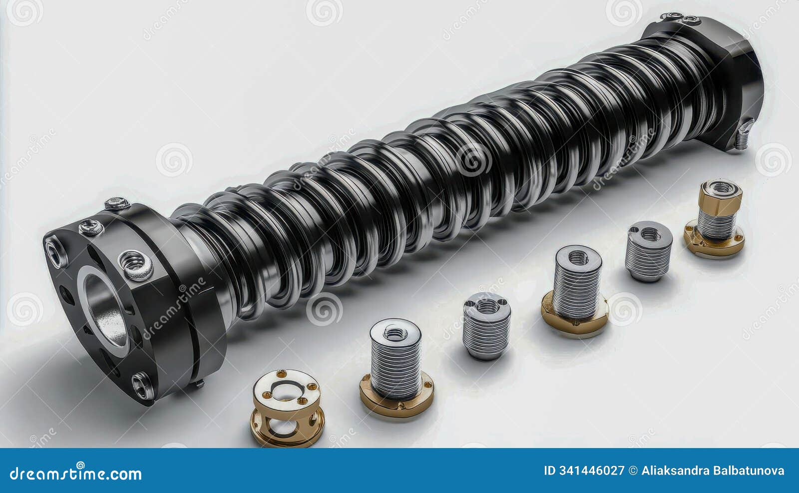 A Detailed Shot of a Shock Absorber with Various Components Neatly ...
