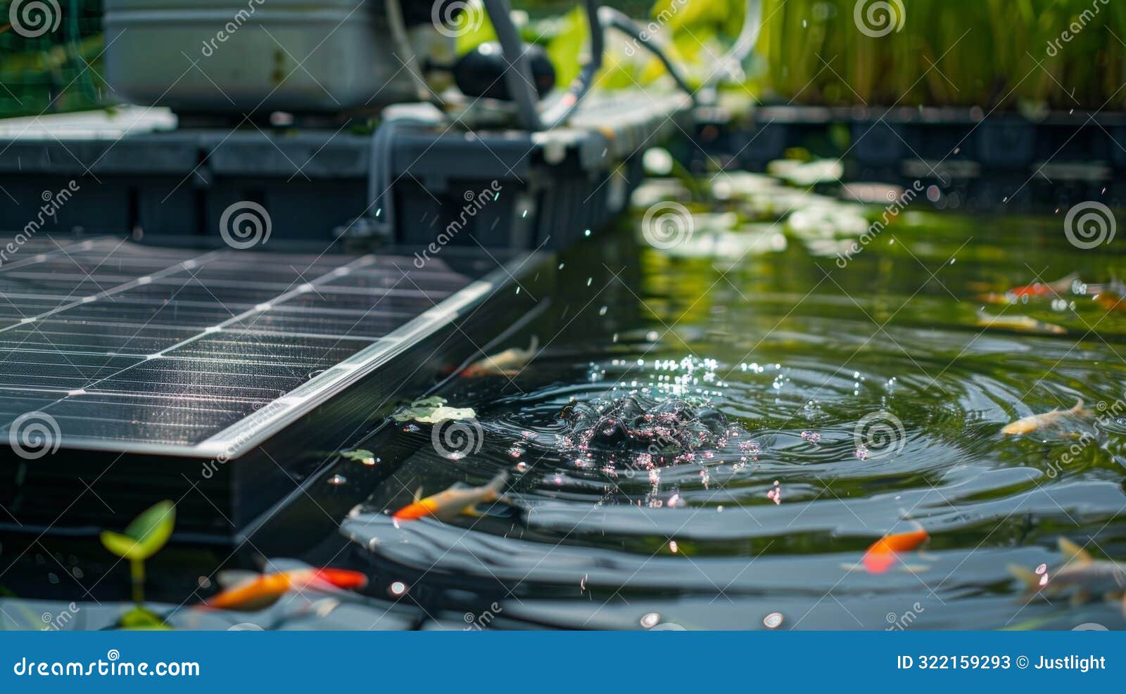 Detailed Shot of a Solar Panel Powering the Filtration System for the ...