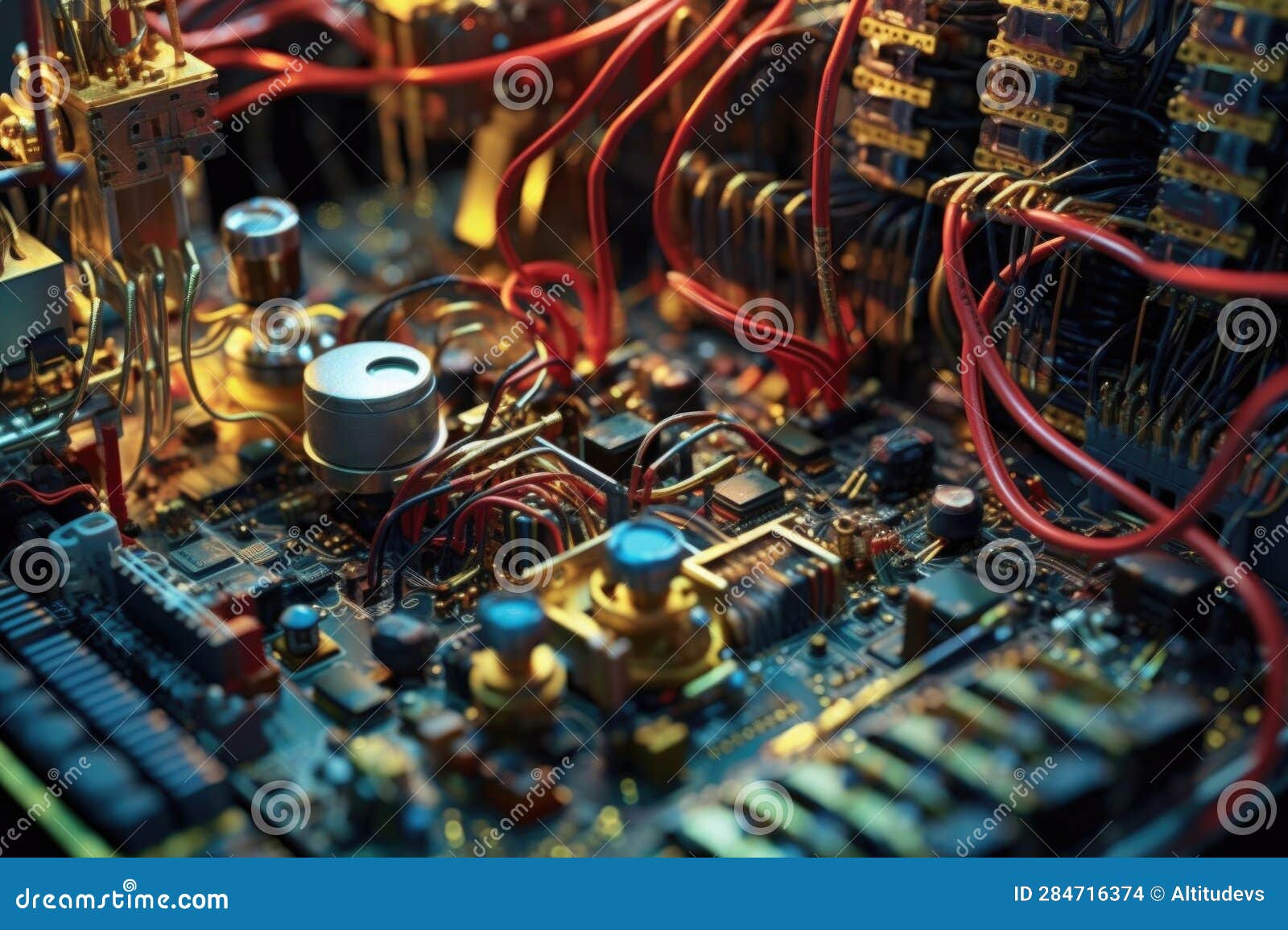 Detailed Shot of a Spacecrafts Wiring and Electronic Components Stock ...