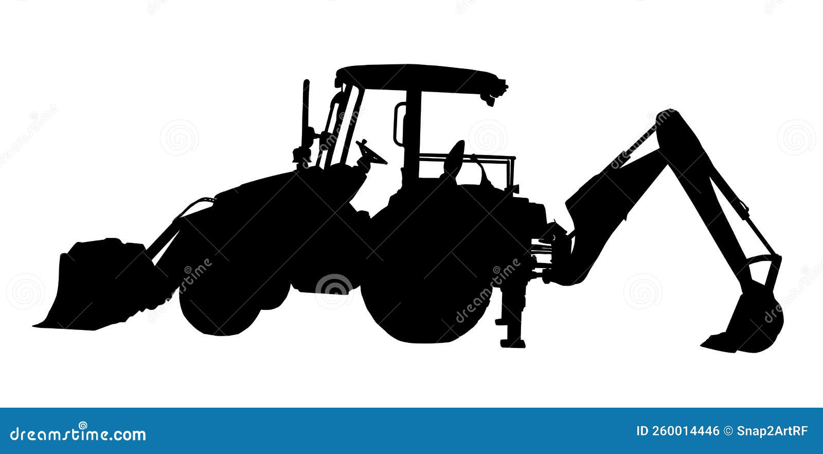 Detailed Silhouette Of Twin Scoop Excavation And Construction Bulldozer