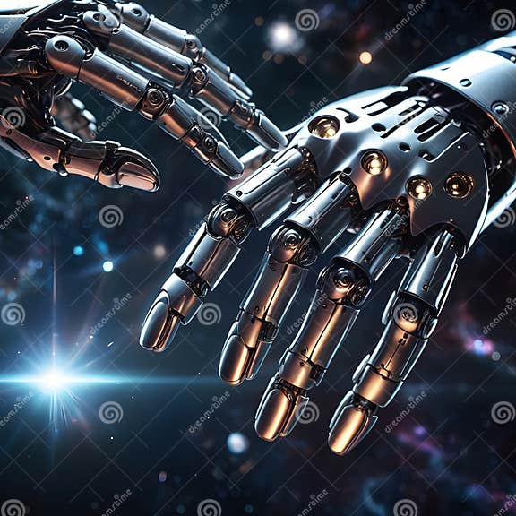 Detailed Silver Robotic Hands of an Android Stock Illustration ...