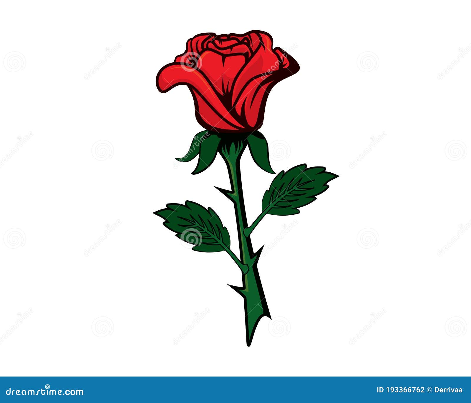 Detailed Single Red Rose Illustration Stock Vector - Illustration of ...