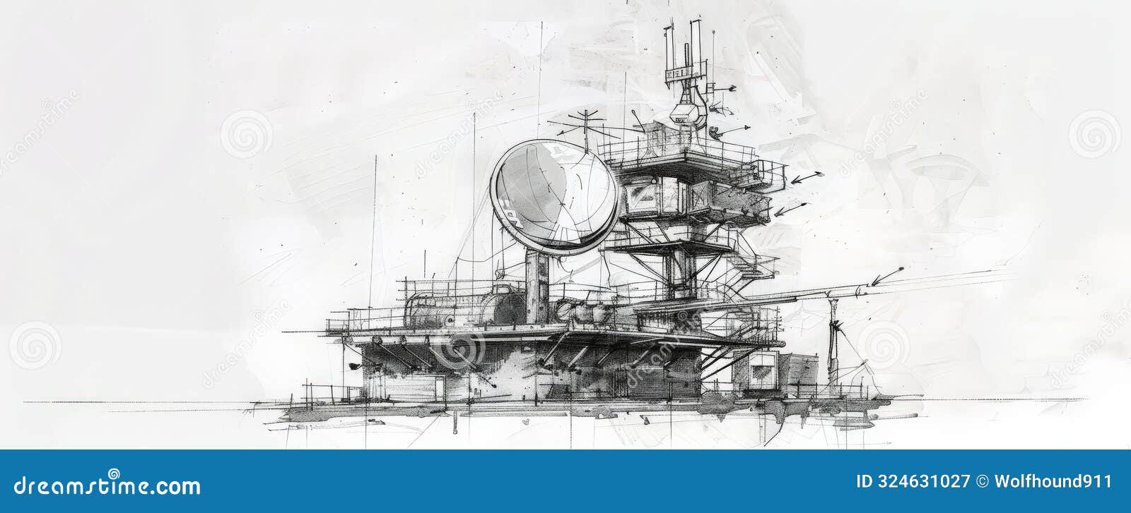 A Detailed Sketch of a Combat Communication Tower, Featuring Its ...