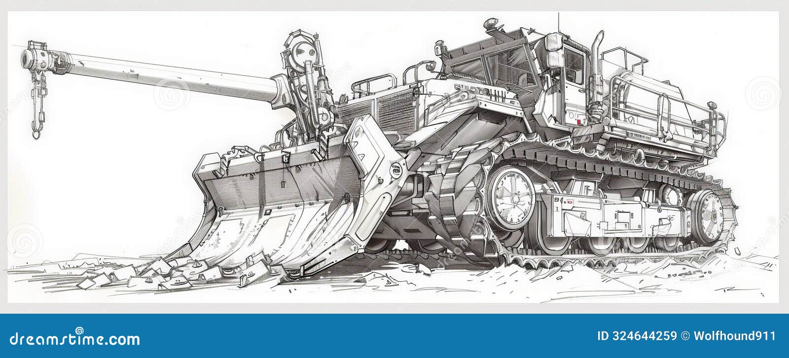 A Detailed Sketch of a Combat Engineer Vehicle, Featuring Its Mine ...