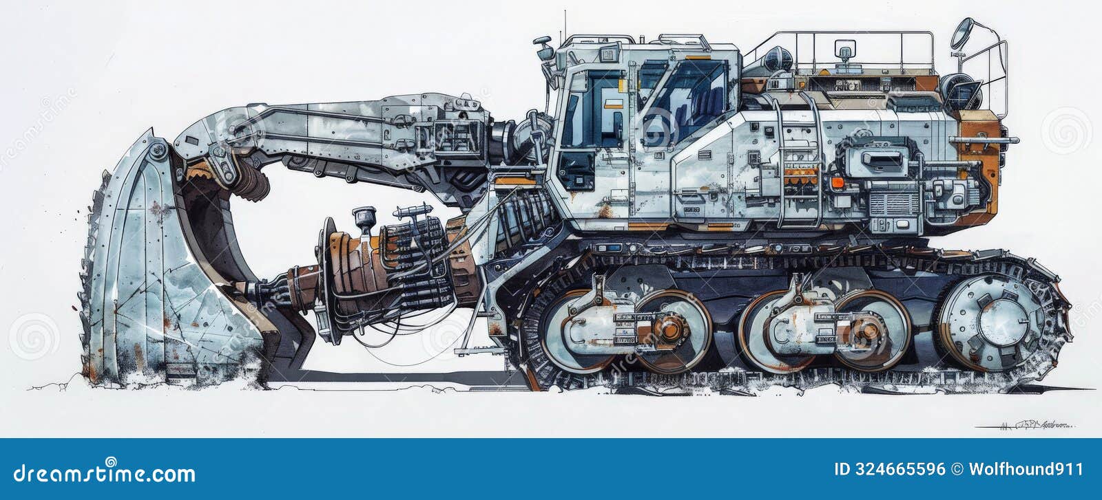 A Detailed Sketch of a Combat Engineer Vehicle, Featuring Its Mine ...