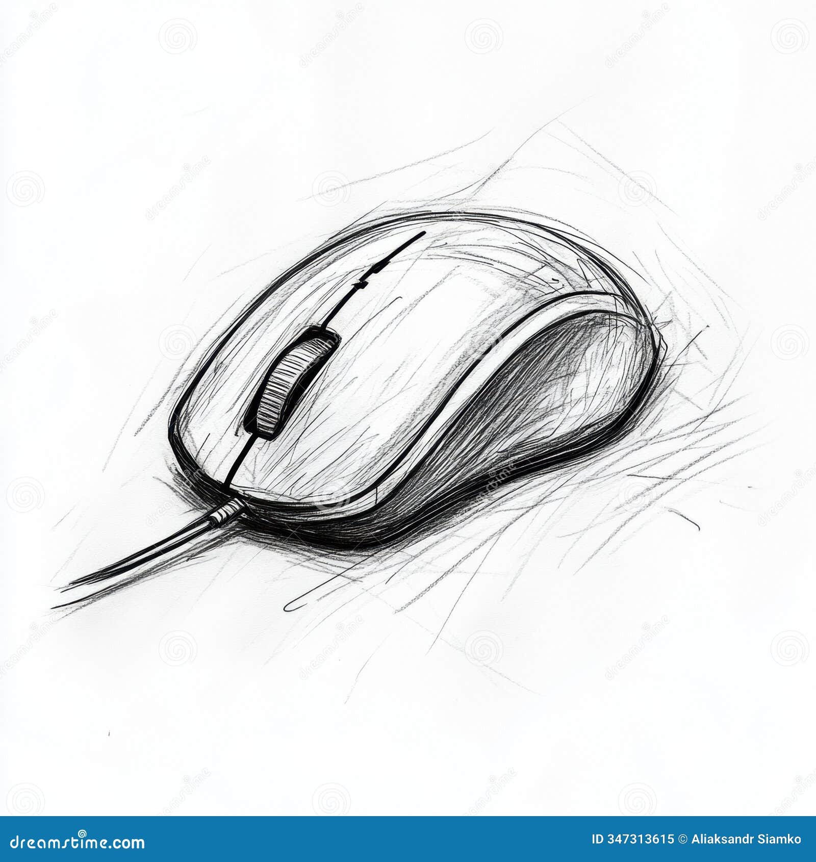 Detailed Sketch of a Computer Mouse on Paper Stock Illustration ...