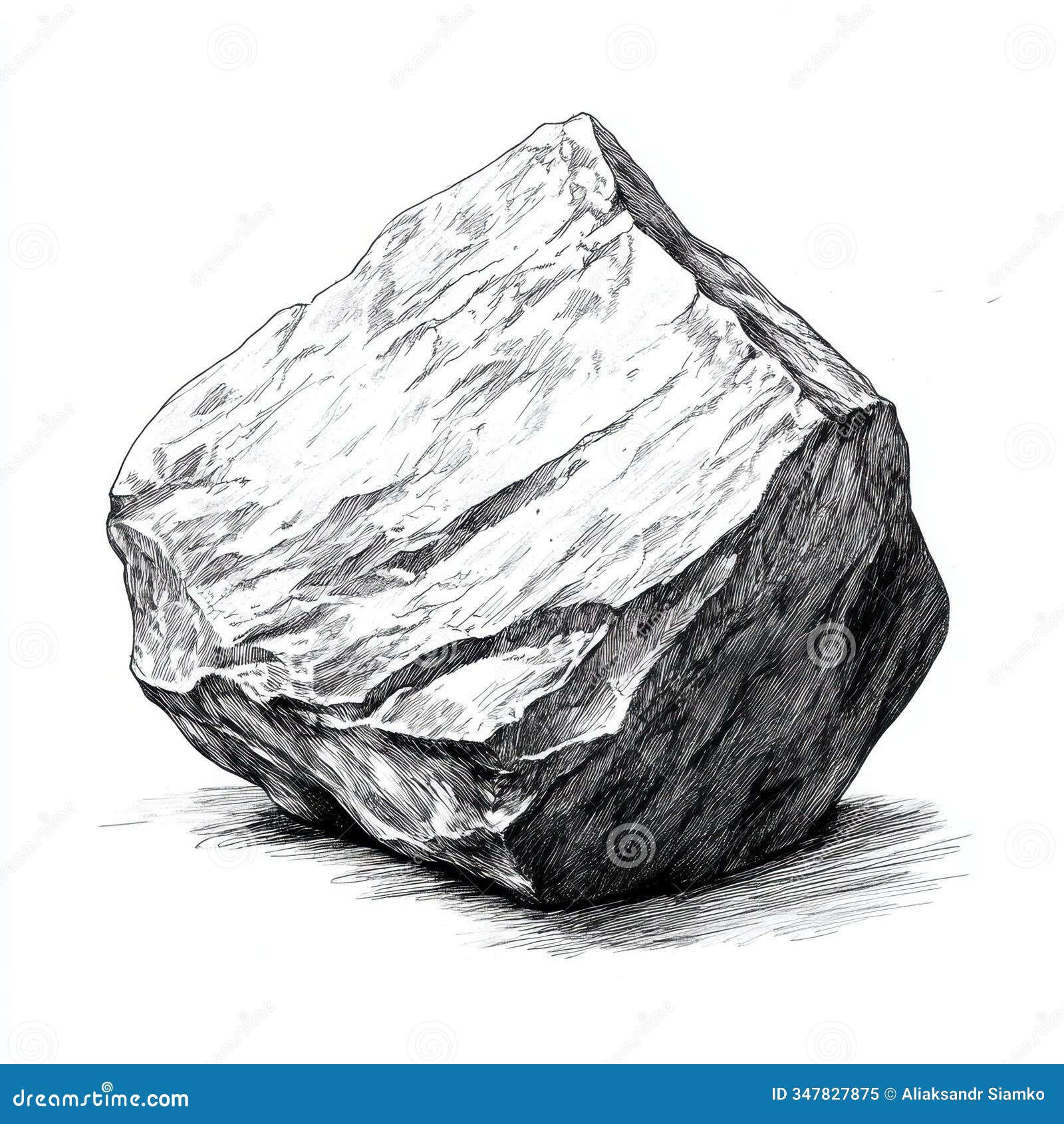 Detailed Sketch of a Large Angular Rock Structure Stock Illustration ...