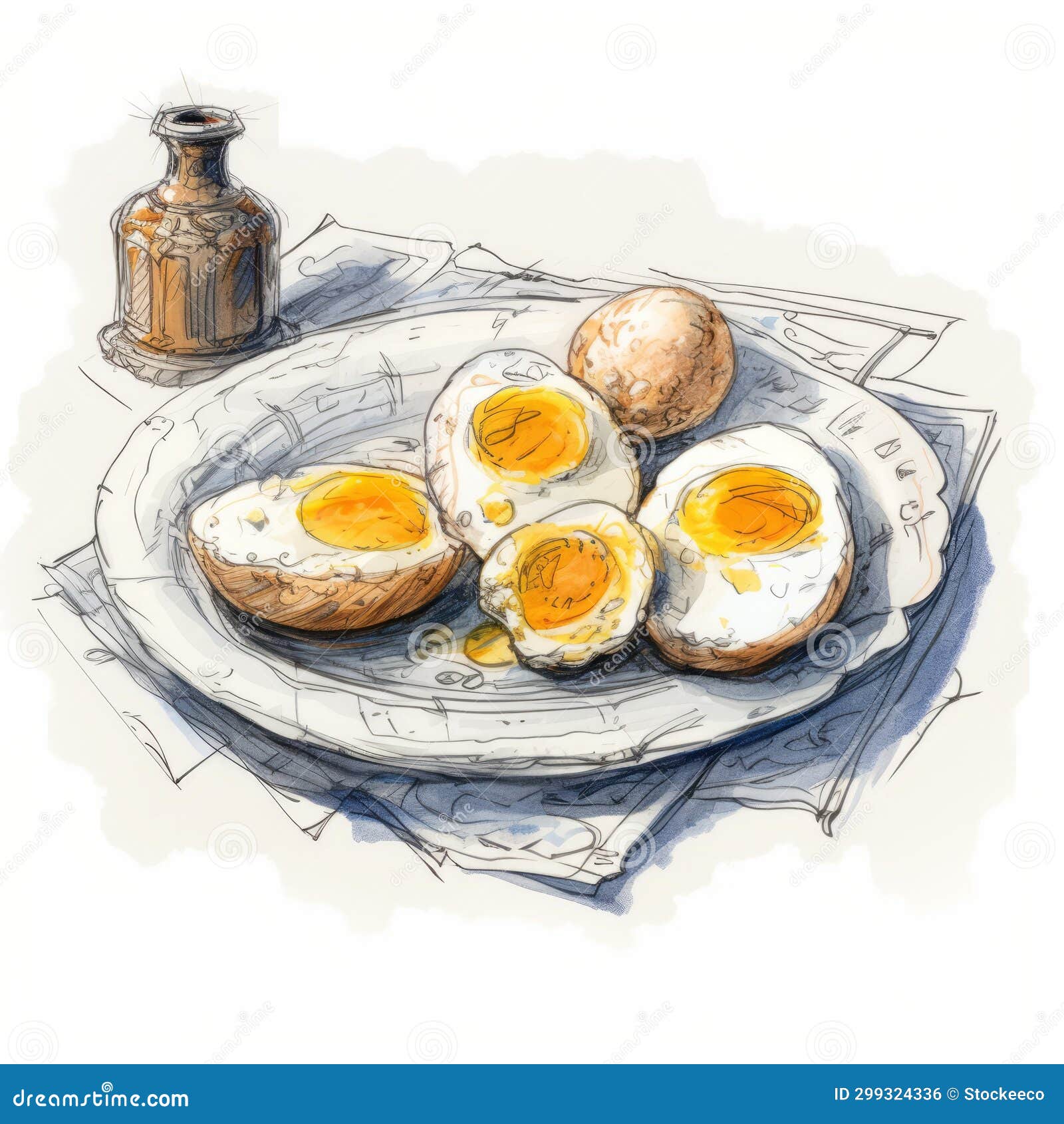 Detailed Sketching of Fried Eggs: a Rusticcore Delight Stock ...