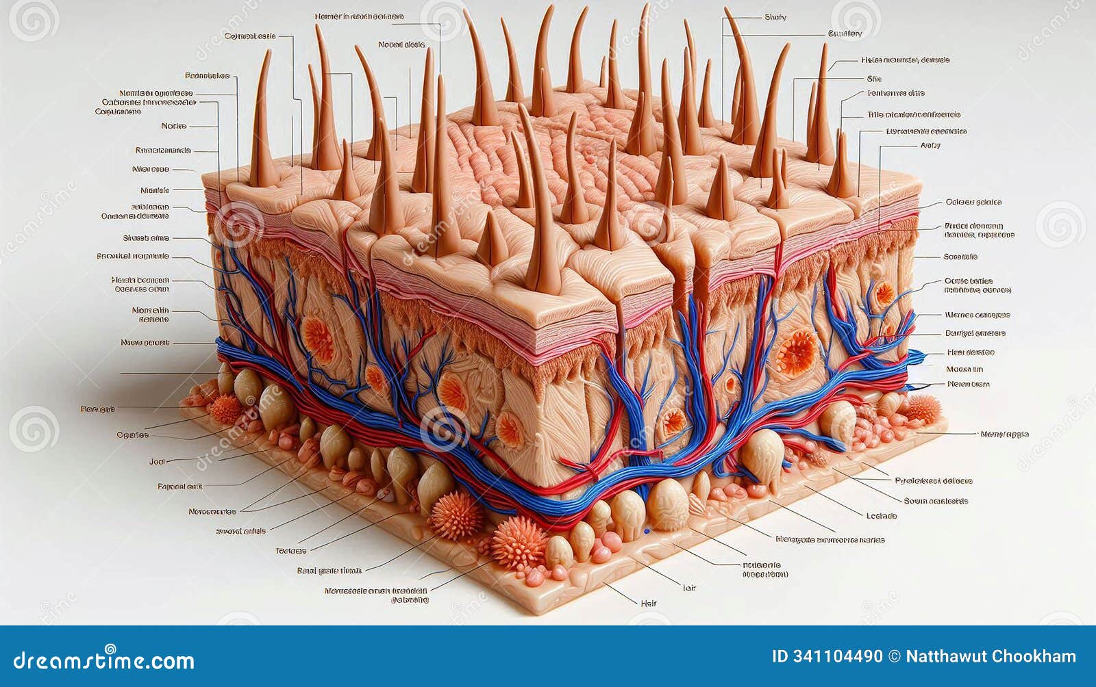 Detailed Skin Structure Model with Labels Stock Illustration ...