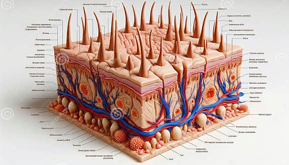 Detailed Skin Structure Model with Labels Stock Illustration ...