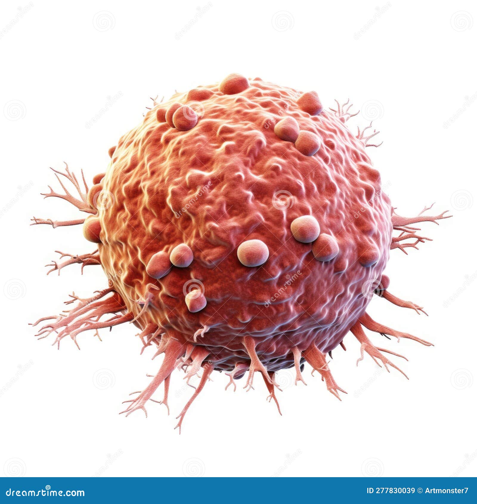 A Microscopic Image of a Large Cancer Cell Isolated on a White ...