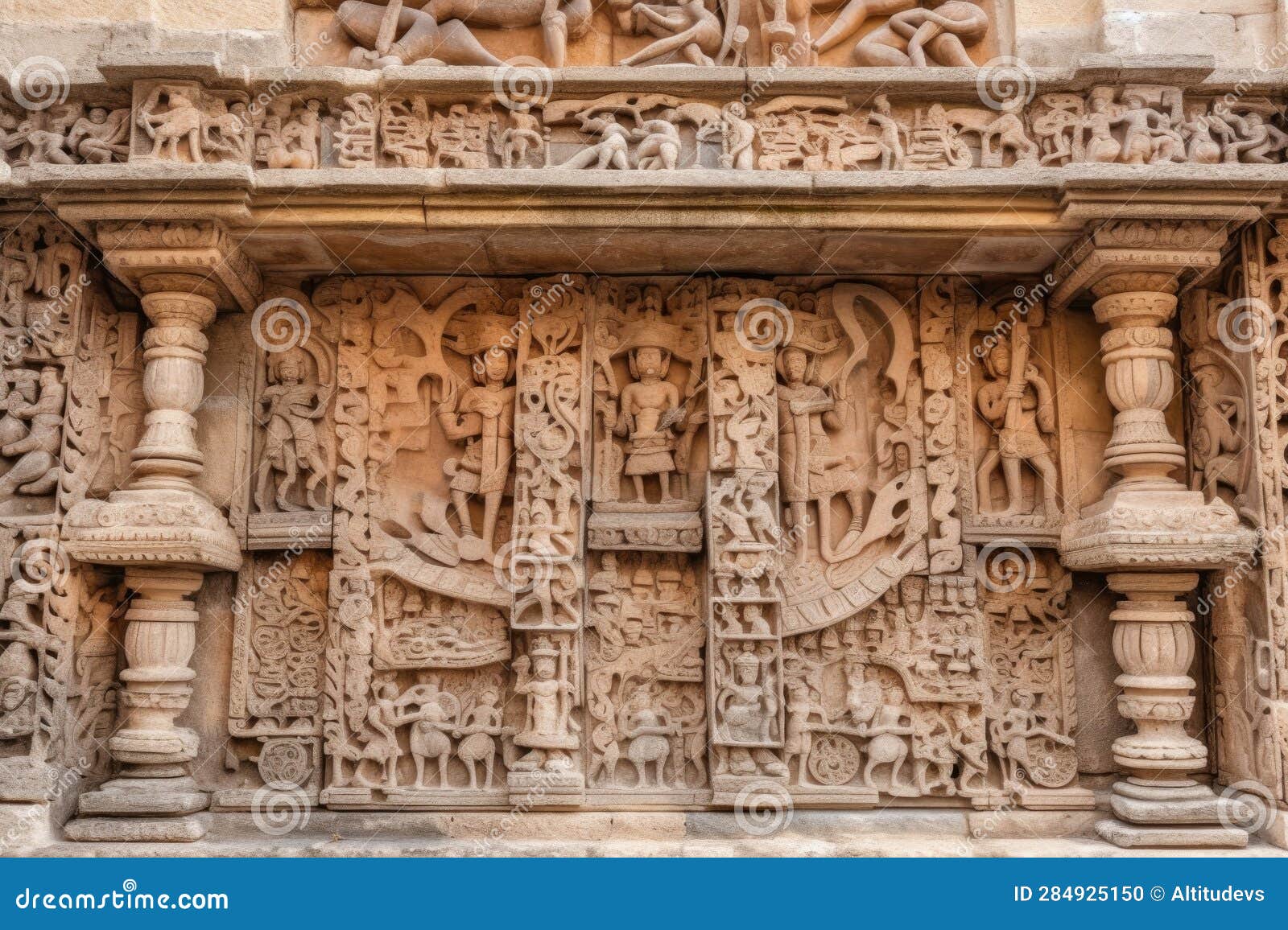 Detailed Stone Carvings on the Facade of an Ancient Castle Stock ...