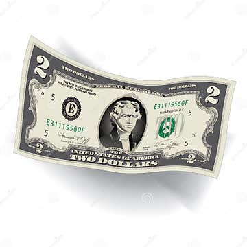 A Detailed, Stylized Drawing of a 2 Dollar Bill Stock Vector ...