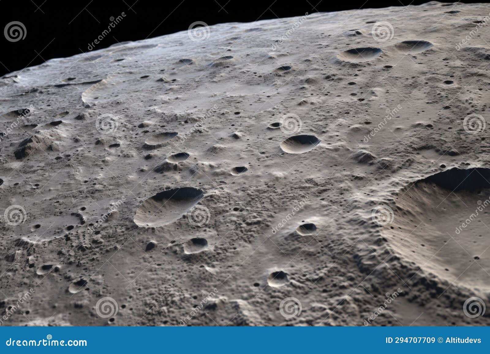Detailed Surface of a Rocky Grey Moon Model with Craters and Dunes ...