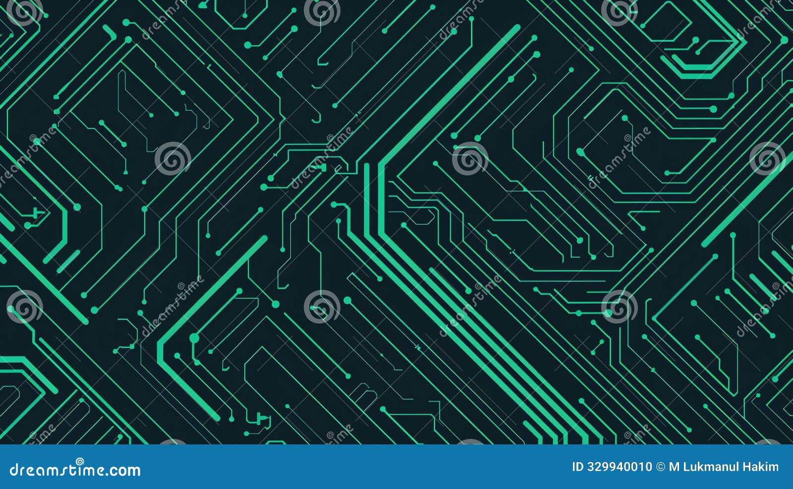 Detailed Teal and Black Circuit Board Background Featuring Intricate ...