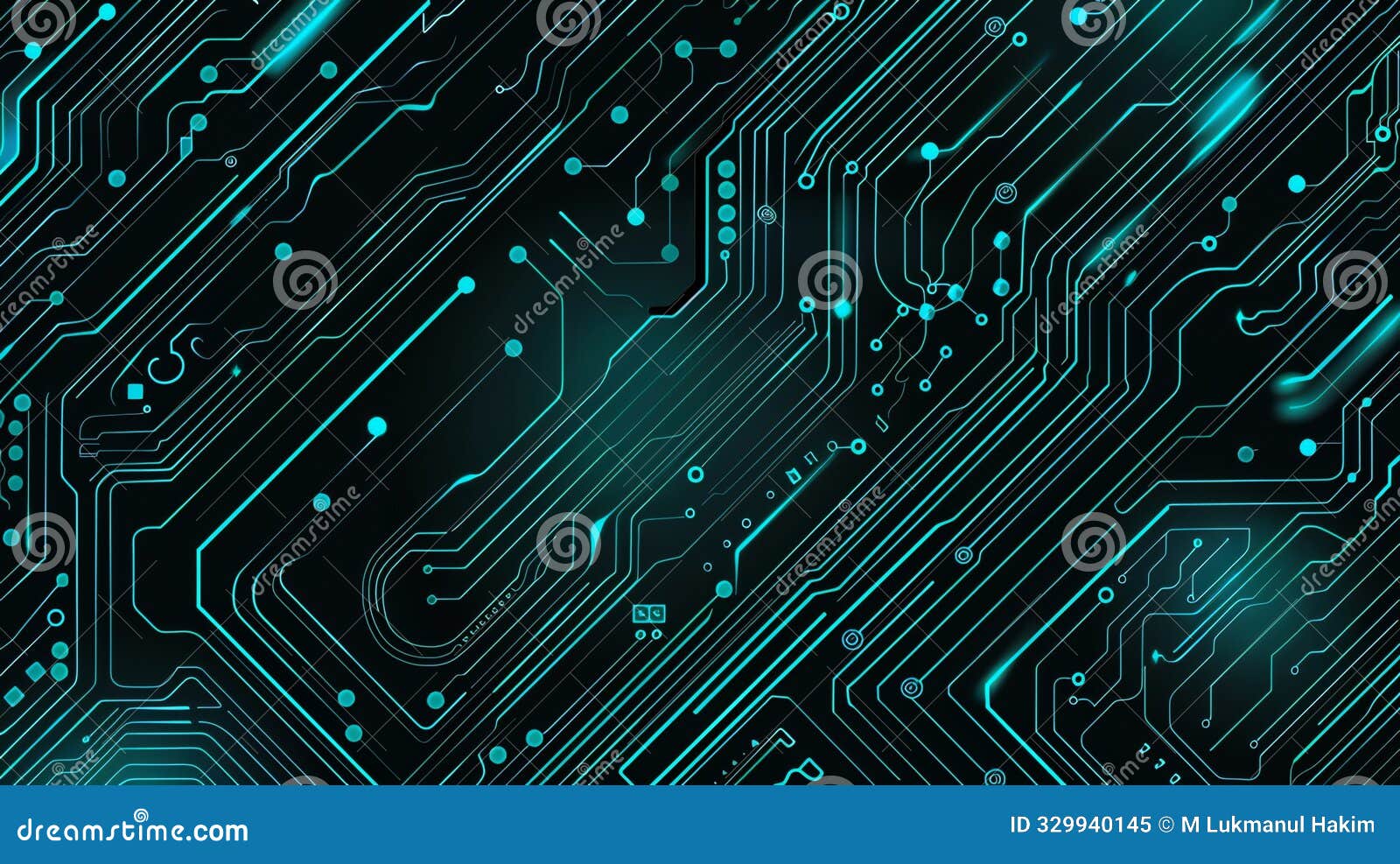 Detailed Teal and Black Circuit Board Background Featuring Intricate ...