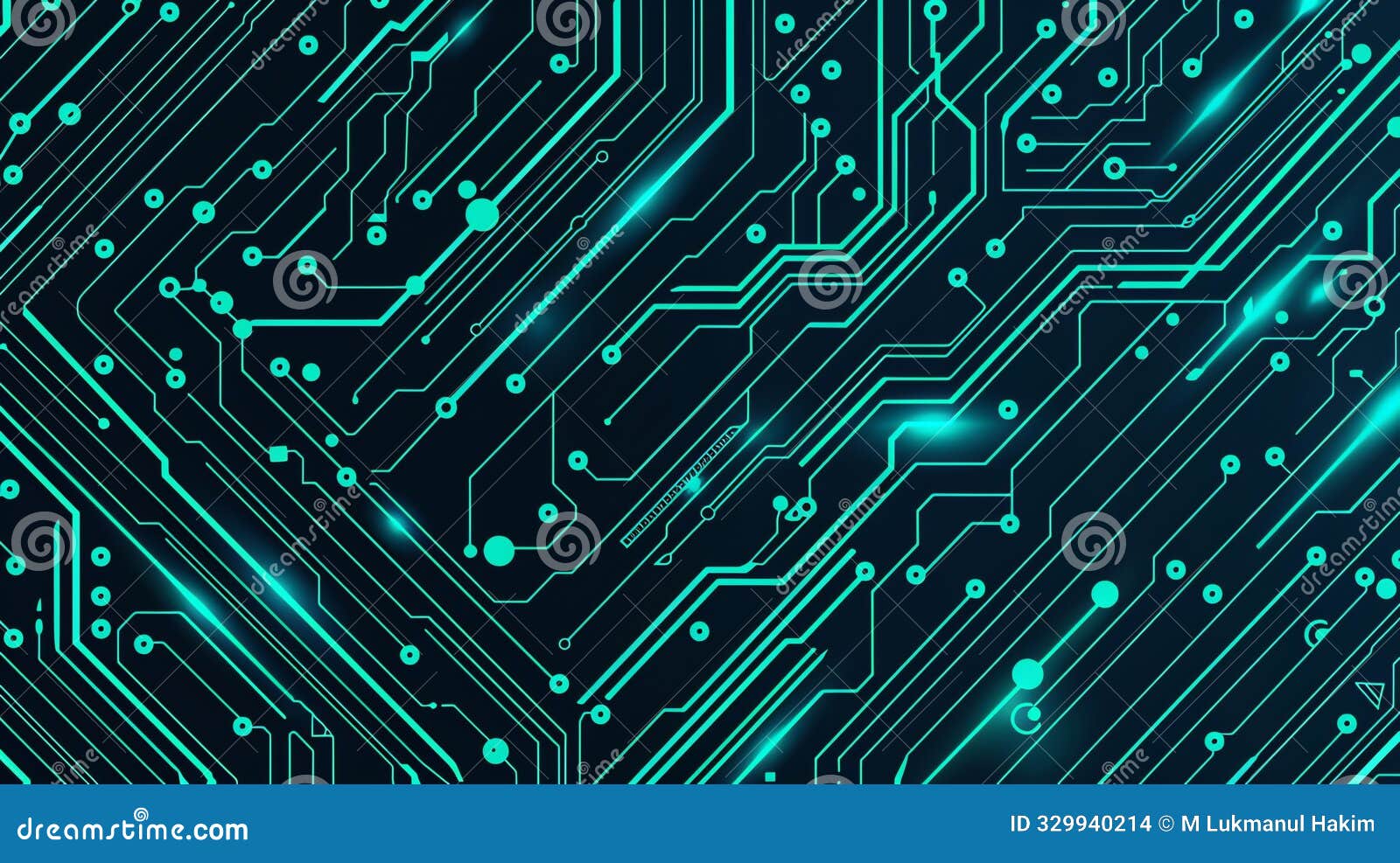 Detailed Teal and Black Circuit Board Background Featuring Intricate ...