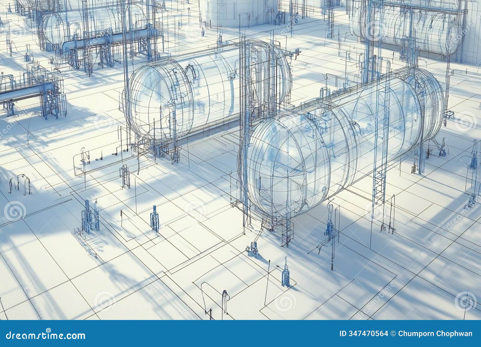 Intricate Industrial Manufacturing Facility Blueprint with Complex ...