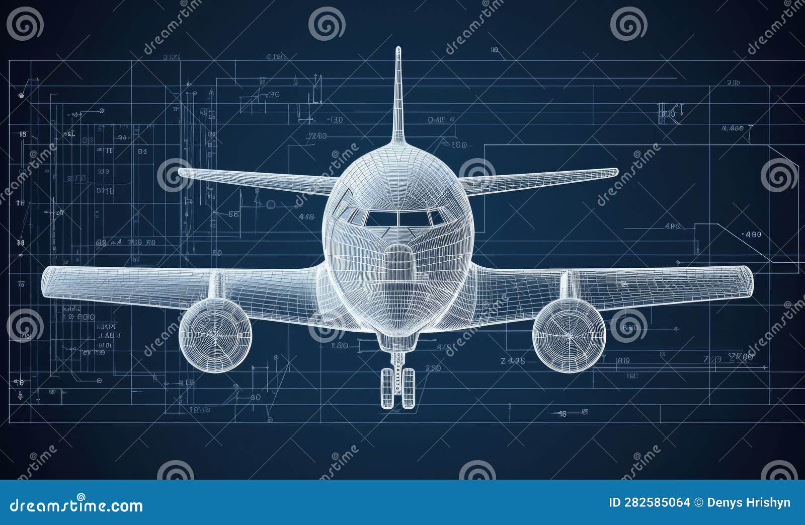 Detailed Technical Drawing of an Aircraft Showcased in a Blueprint ...