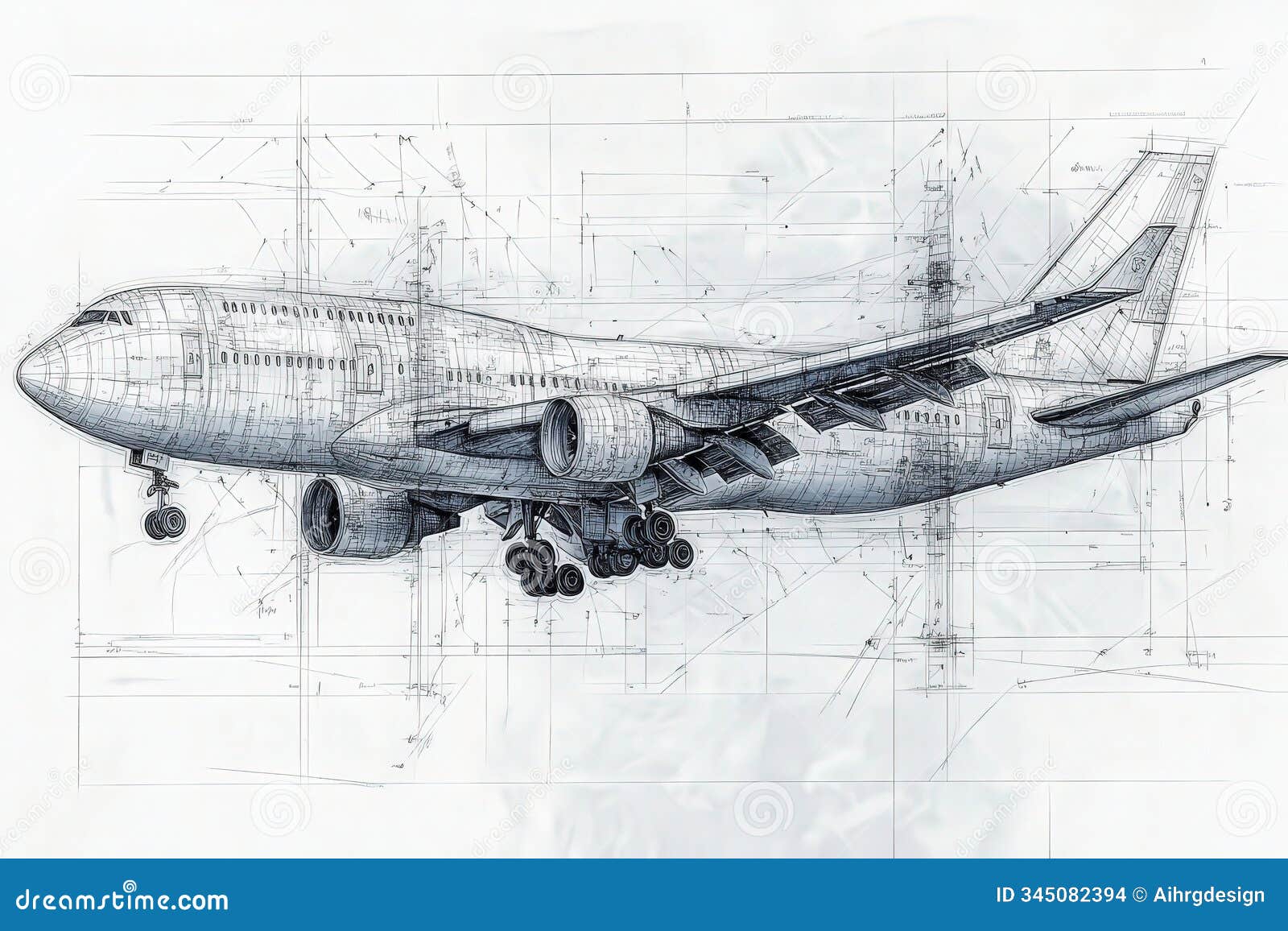 Technical Sketch of an Aircraft Showcasing Design Elements and ...