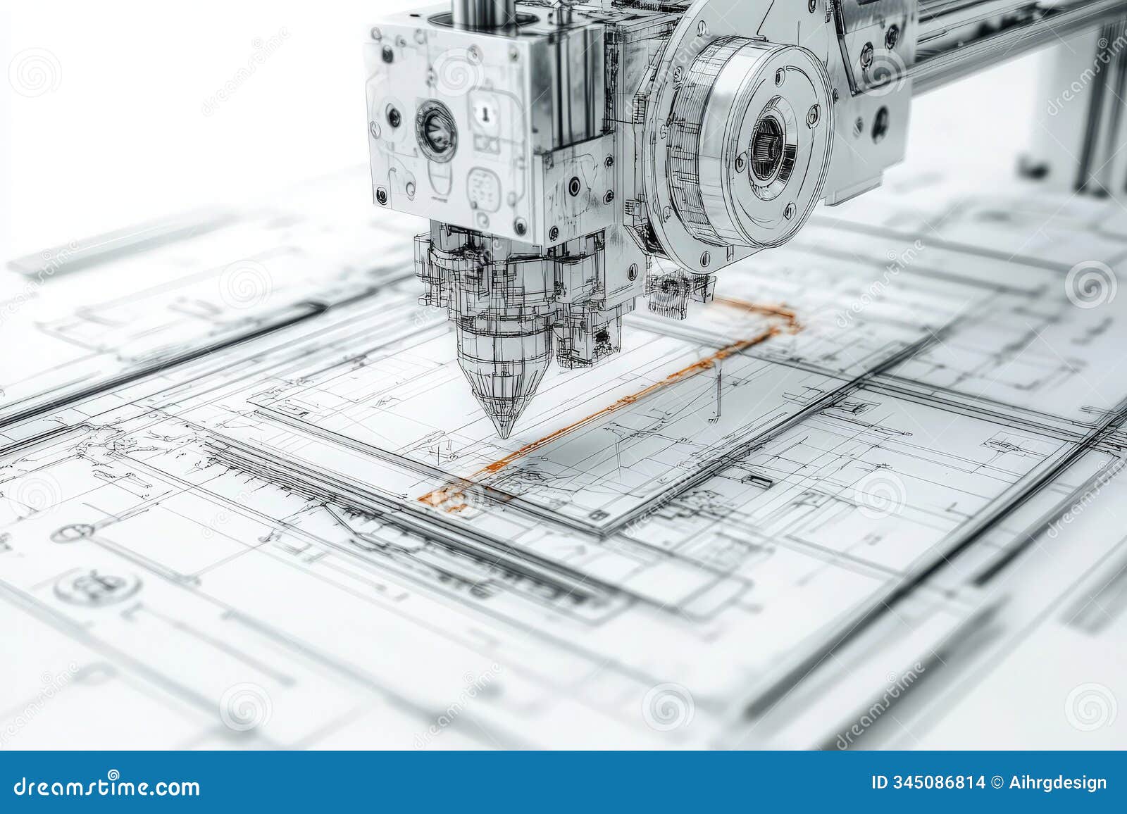 Technical Sketch of a Printer Showcasing Intricate Design and Function ...