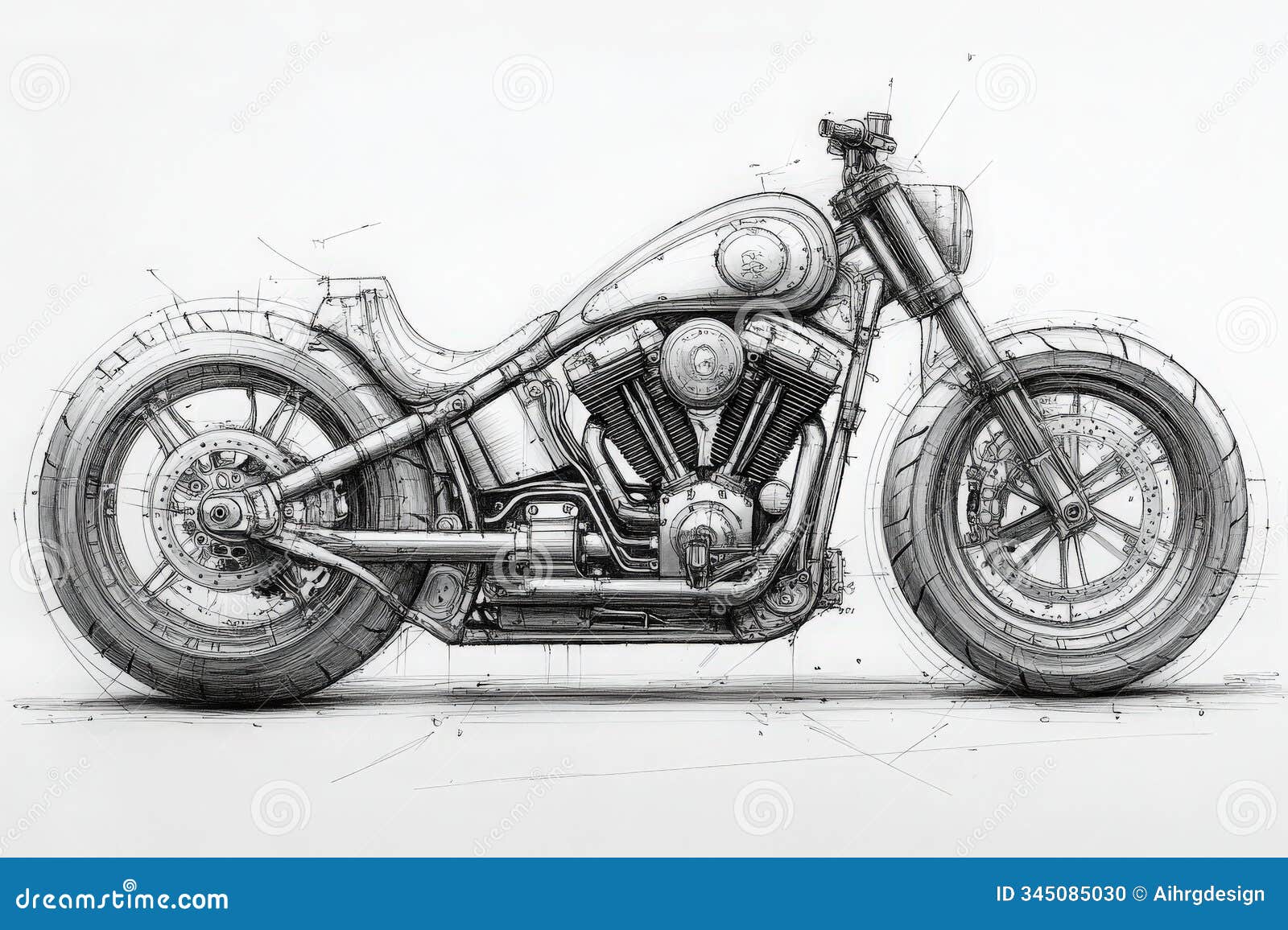 Technical Sketch of a Motorcycle Design Highlighting Structure ...