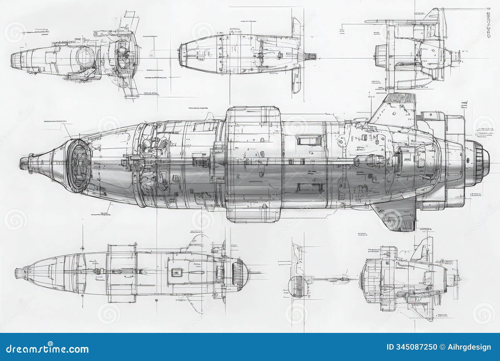 Technical Sketch of a Deep-sea Submersible with Design and Engineering ...