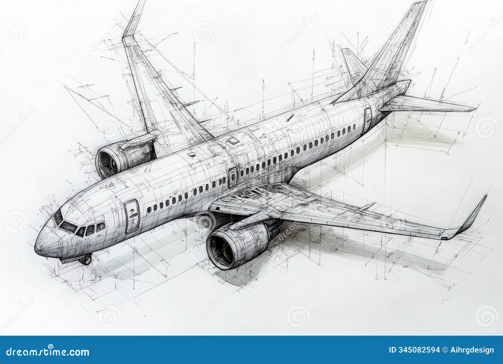 Technical Sketch Of An Aircraft Design From A Top View Showcasing ...