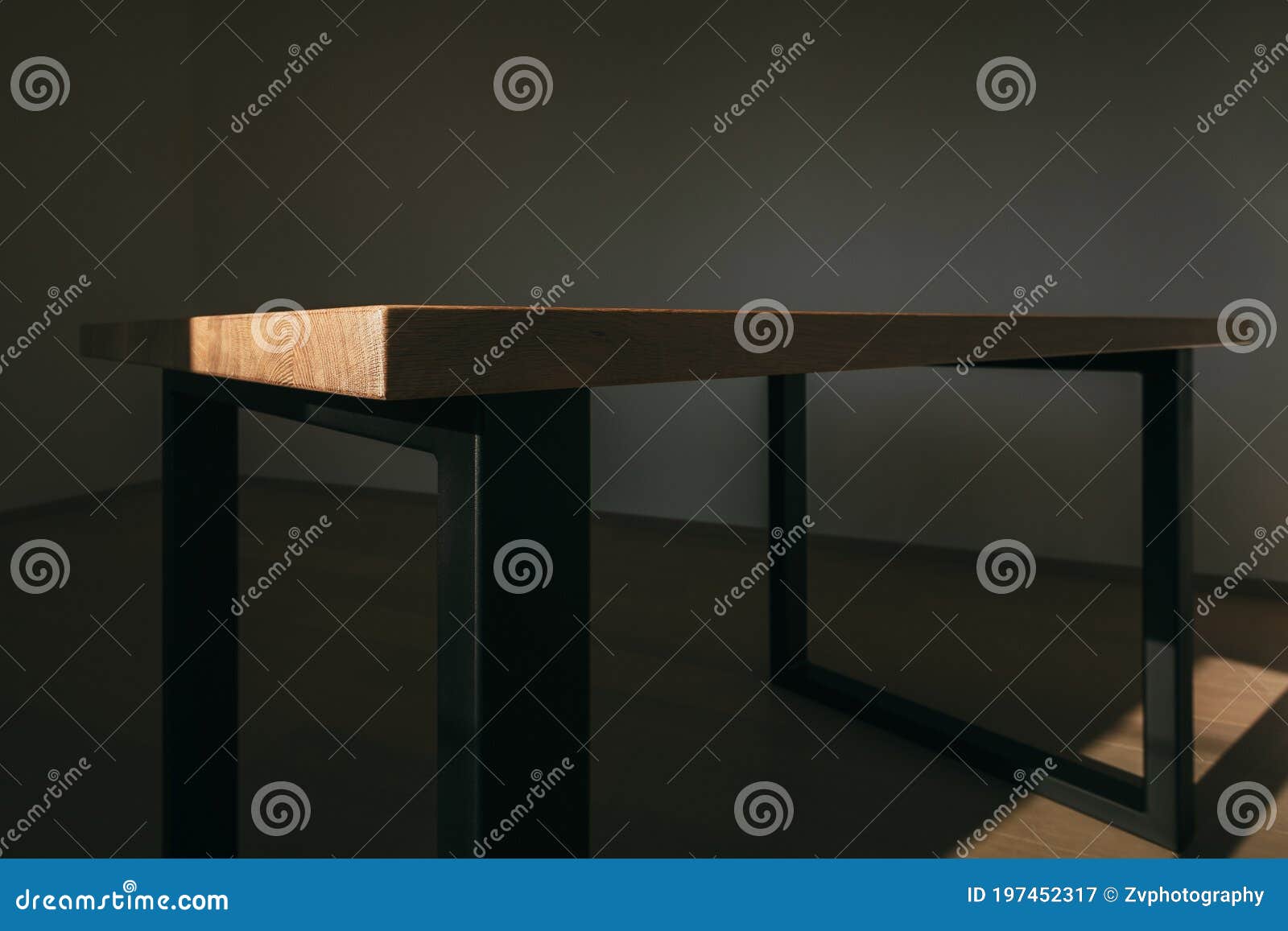 Modern Table of Solid Wood with Black Iron Legs Stock Image - Image of ...