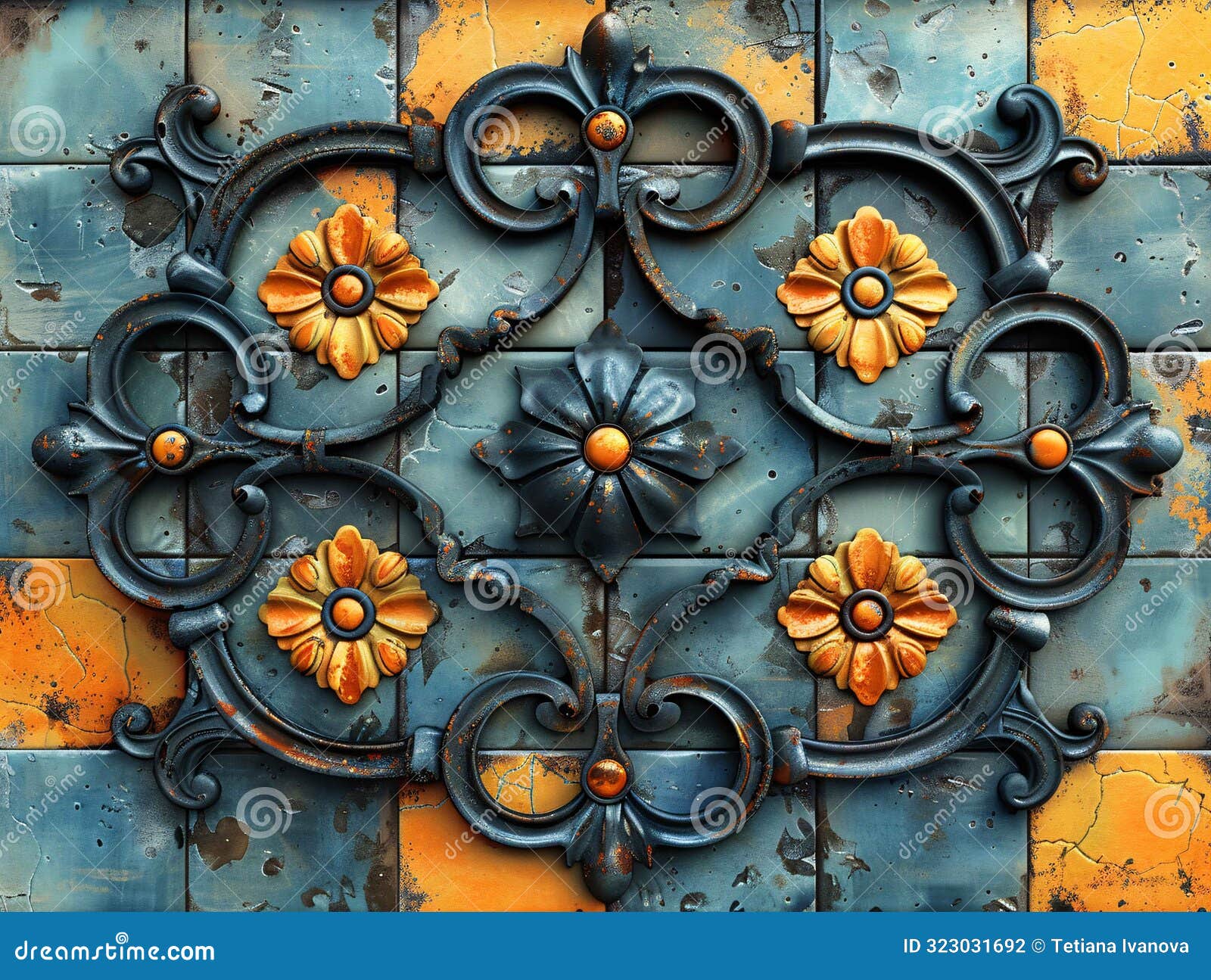 Tiles and Stucco in Spanish Texture Design. Stock Illustration ...