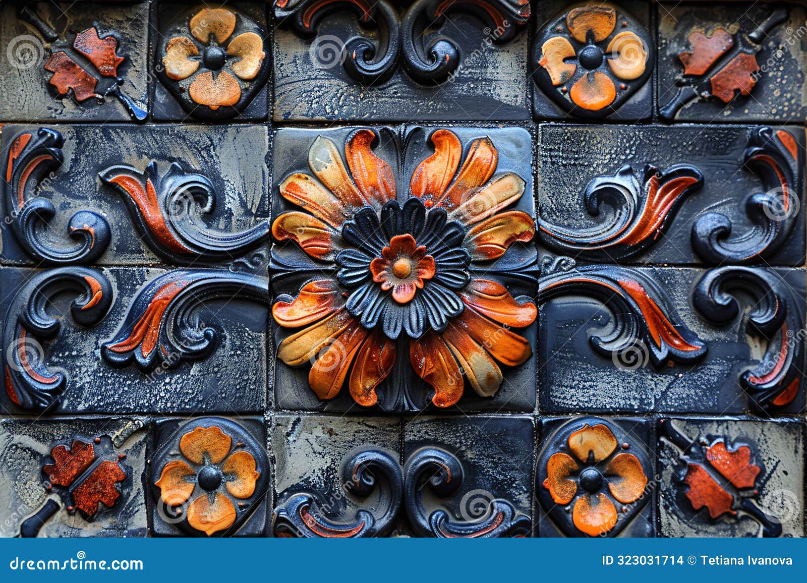 Spanish-inspired Tiles and Stucco Texture. Stock Illustration ...