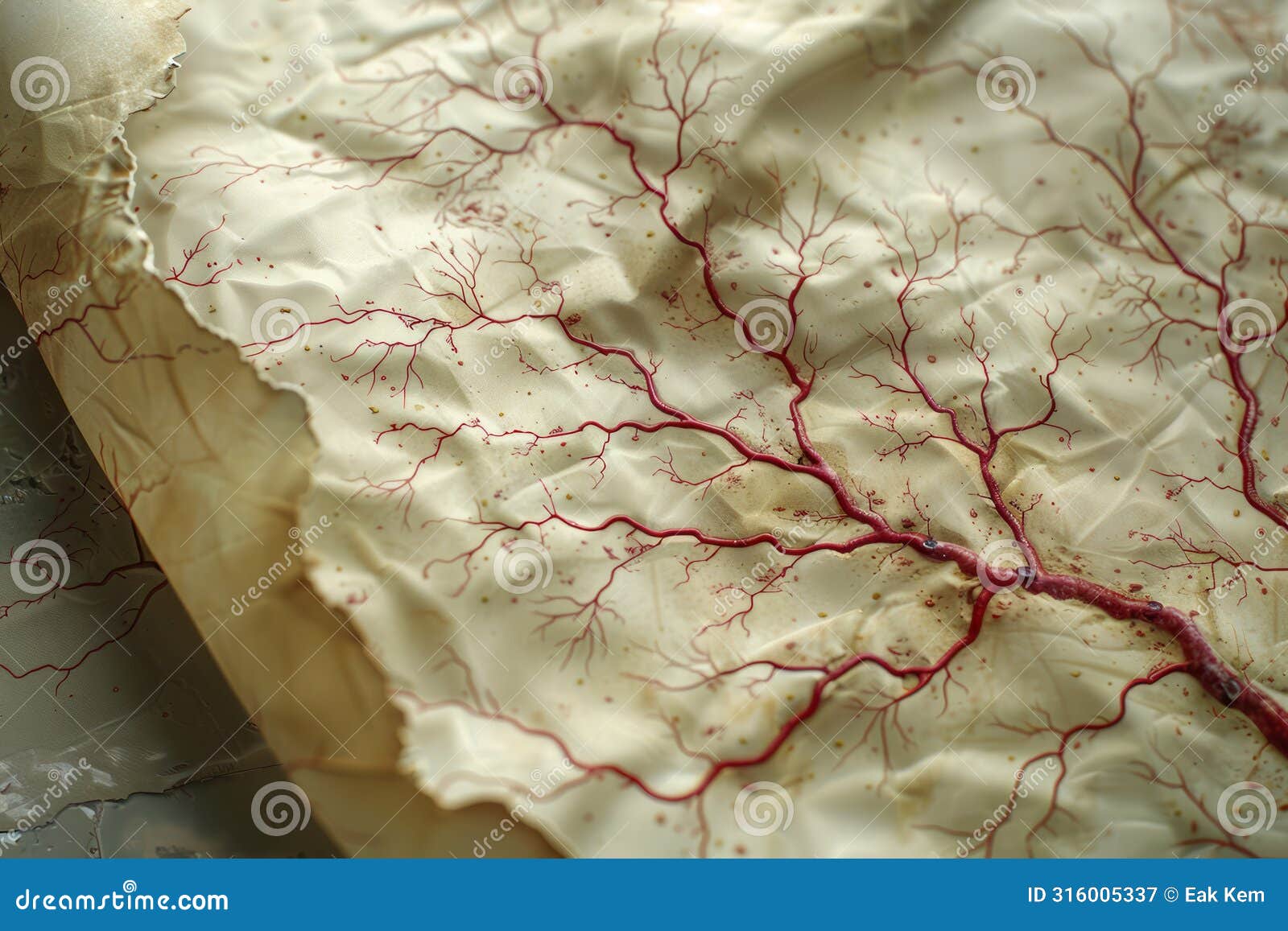 Detailed Texture of a Thin Translucent Material with Red Vein Like ...