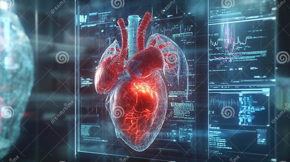 3D Digital Rendering of Human Heart with Medical Data Overlays in ...