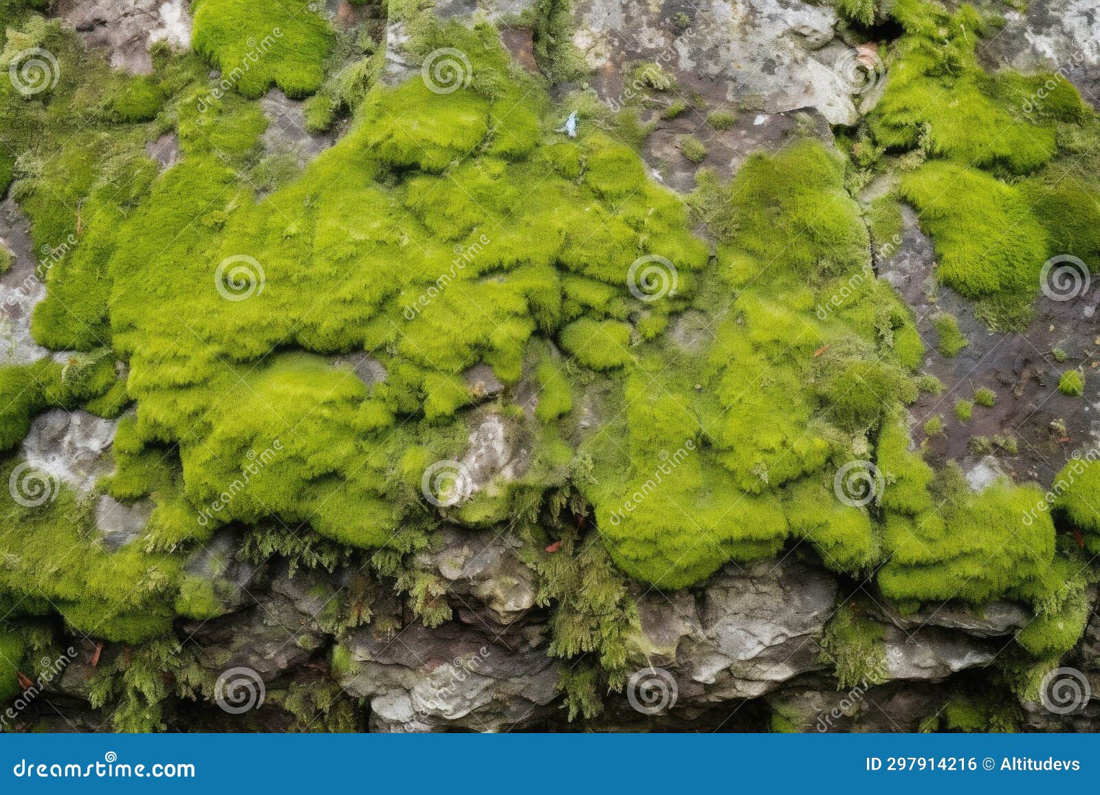 Detailed Top View of Moss-covered Stone Stock Photo - Image of ...