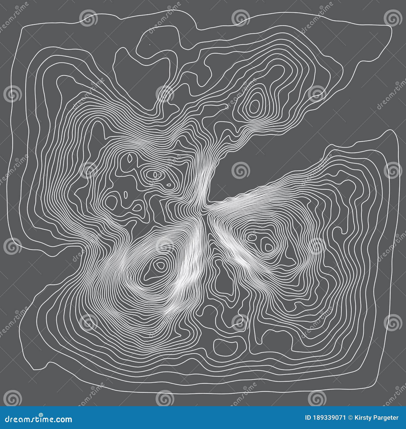 Detailed Topographic Map With Contour Lines Of A Mountain Cartoon ...