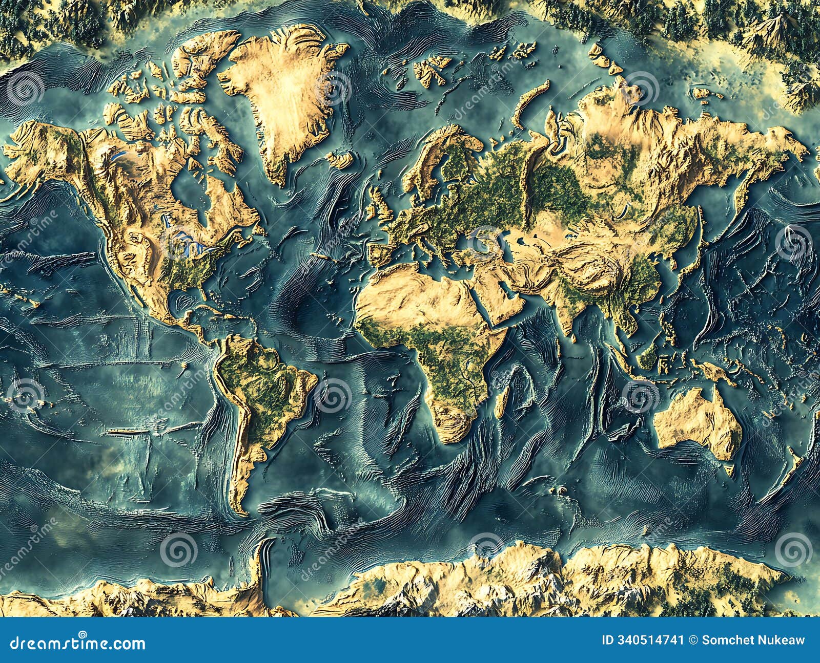 Detailed Topographic Map of Earth with Intricate Relief Stock Illustration - Illustration of ...