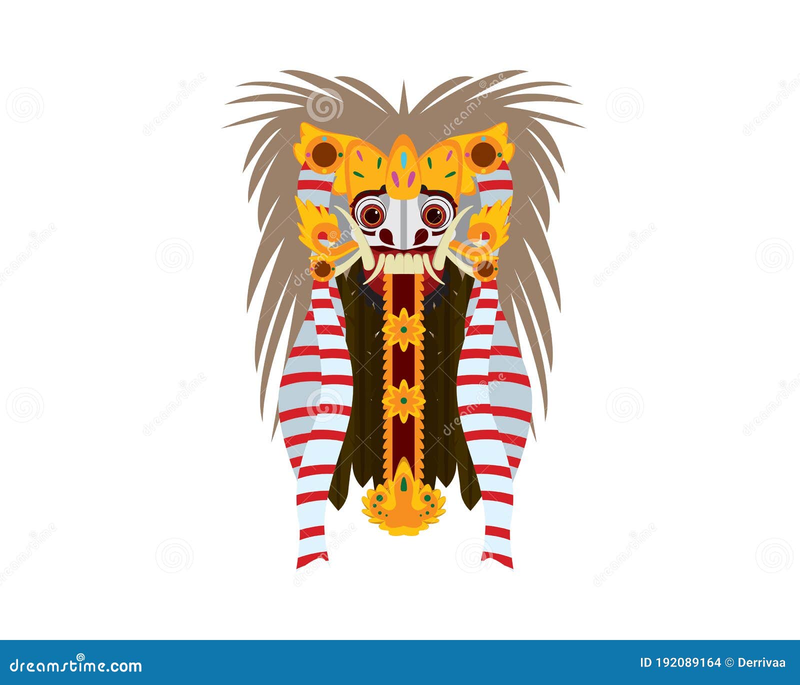 Detailed Traditional Balinese Ritual Rangda Mask Illustration Stock ...