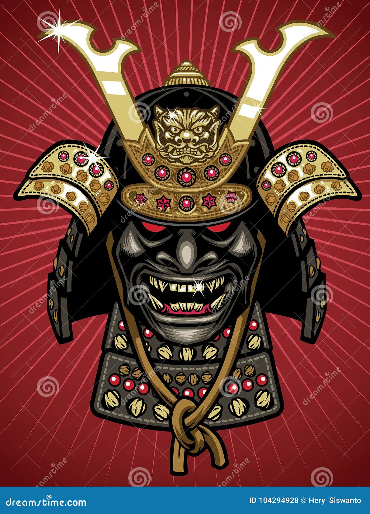 Detailed of Traditional Samurai Helmet and Mask Stock Vector ...