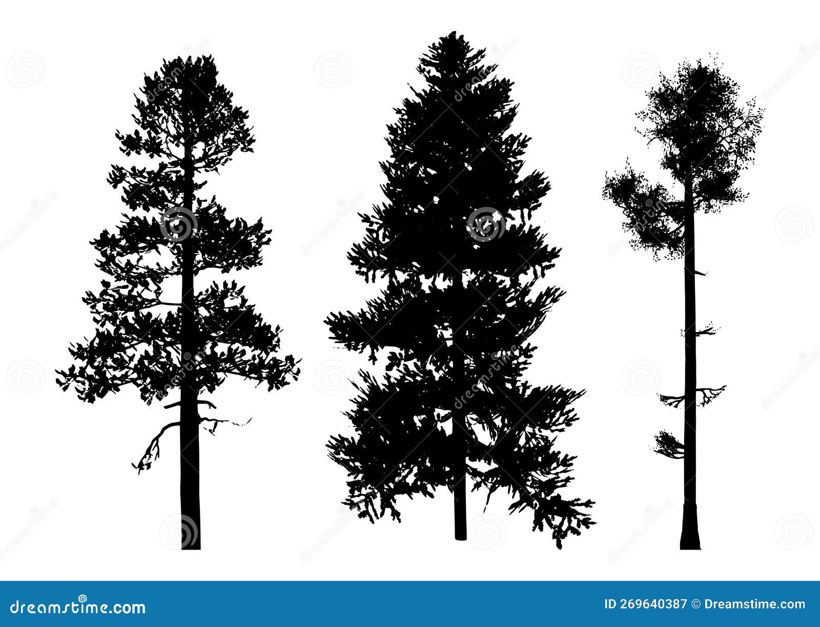 Detailed Tree Silhouettes Collection Stock Vector - Illustration of ...