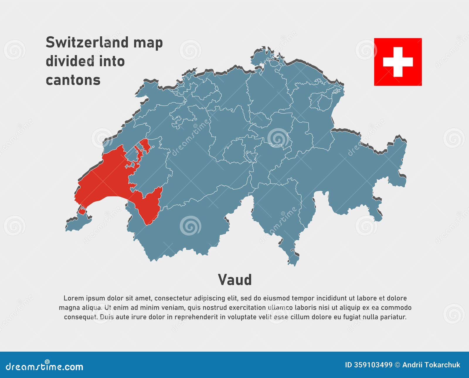 Vector Map Switzerland - Canton of Vaud Stock Vector - Illustration of ...