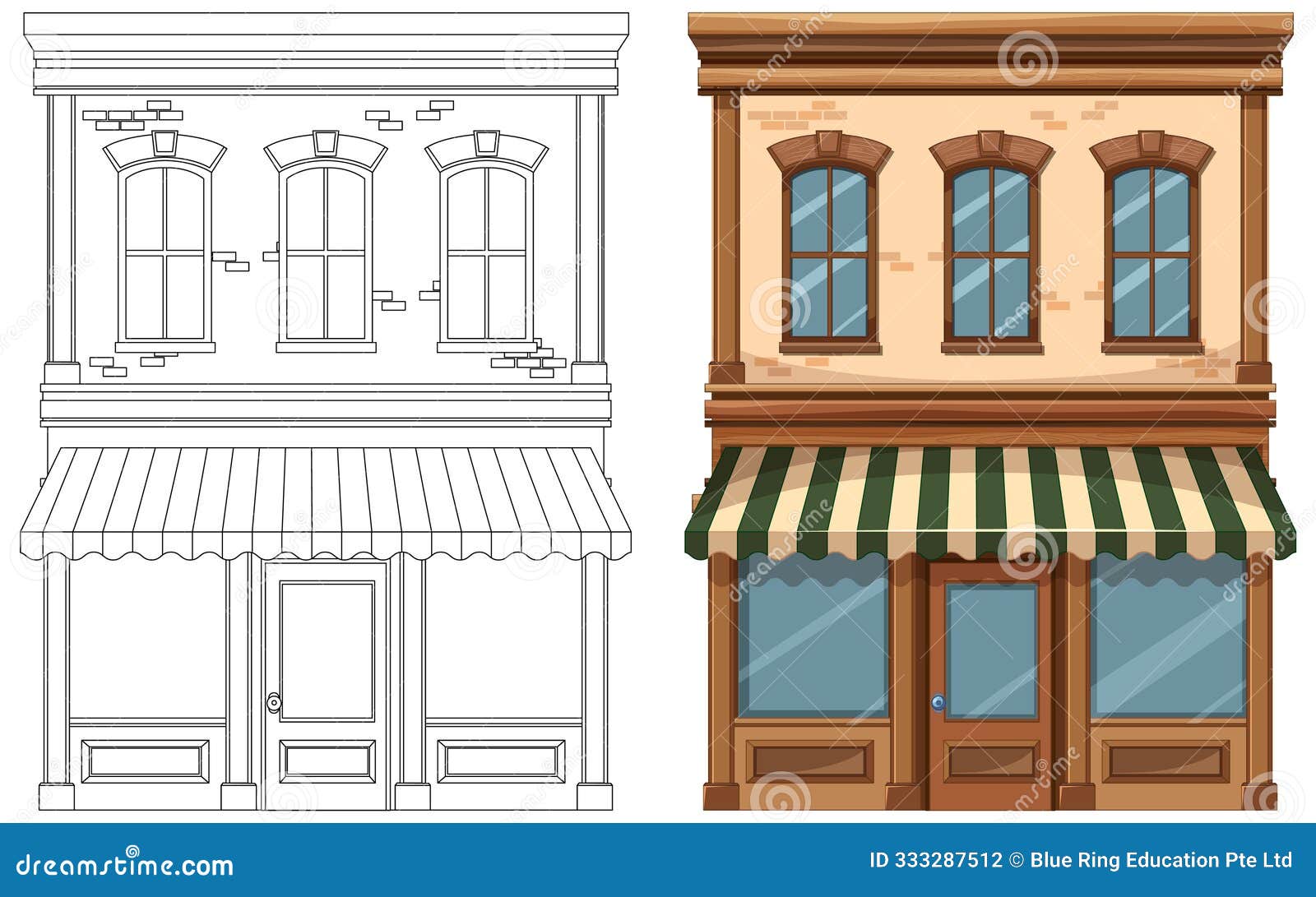 Detailed of a Classic Storefront Stock Vector - Illustration of windows ...