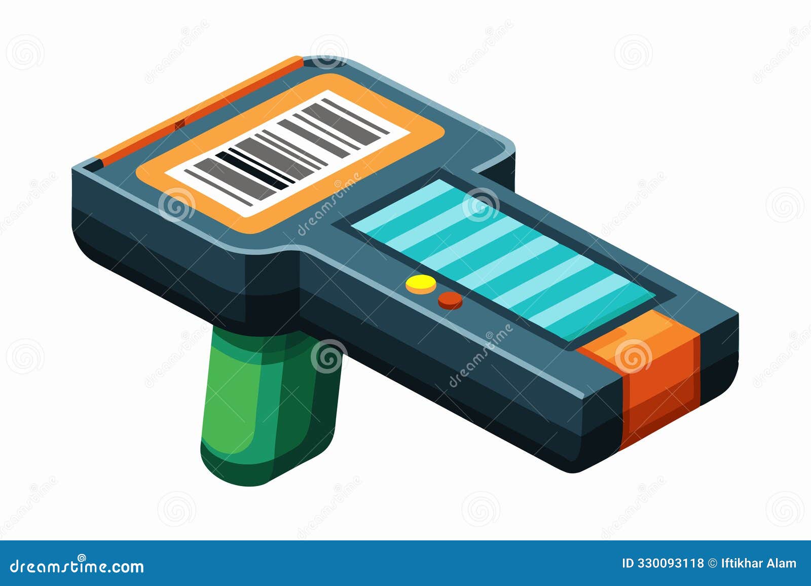 A Detailed Vector Illustration of a Modern Barcode Scanner Designed for ...