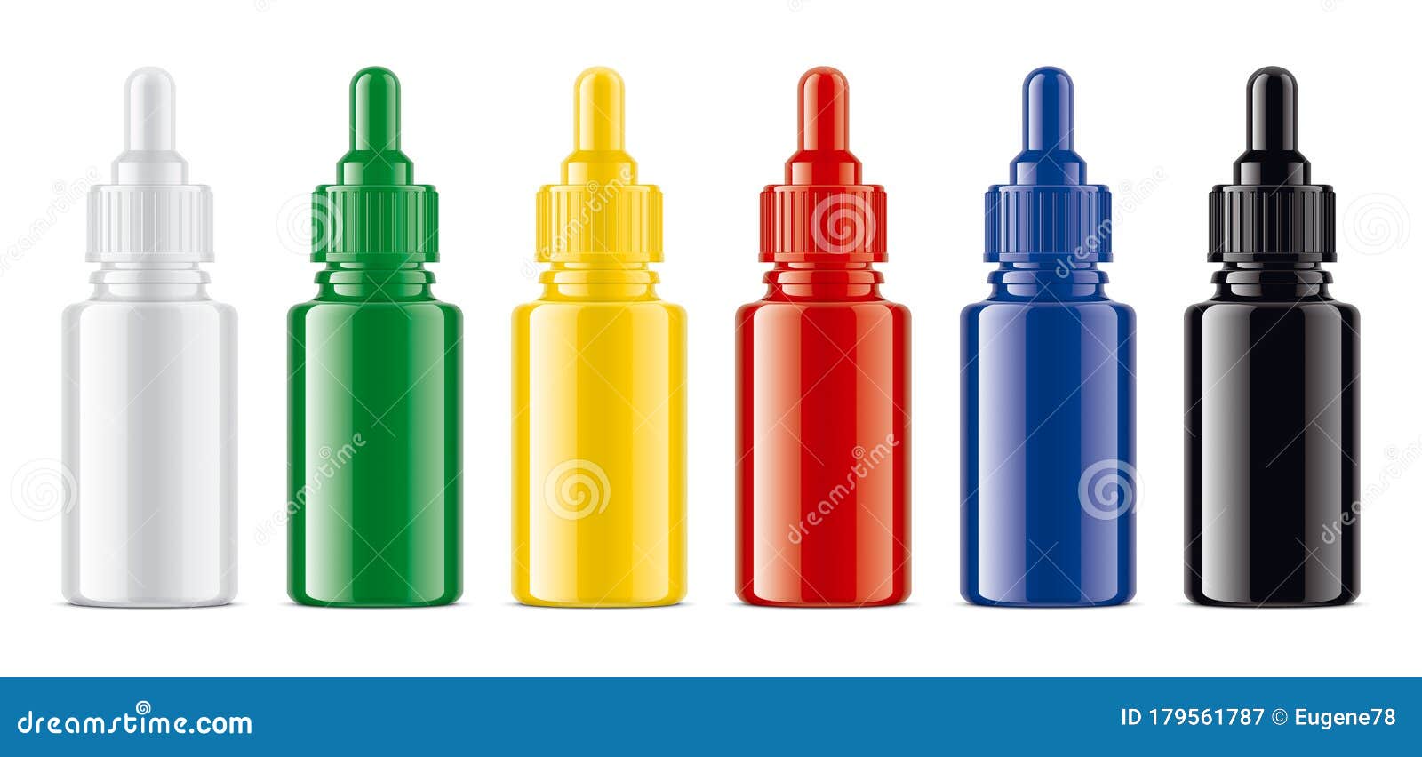 Colored Droppers Bottles Set. Transparent Version. Cartoon Vector ...